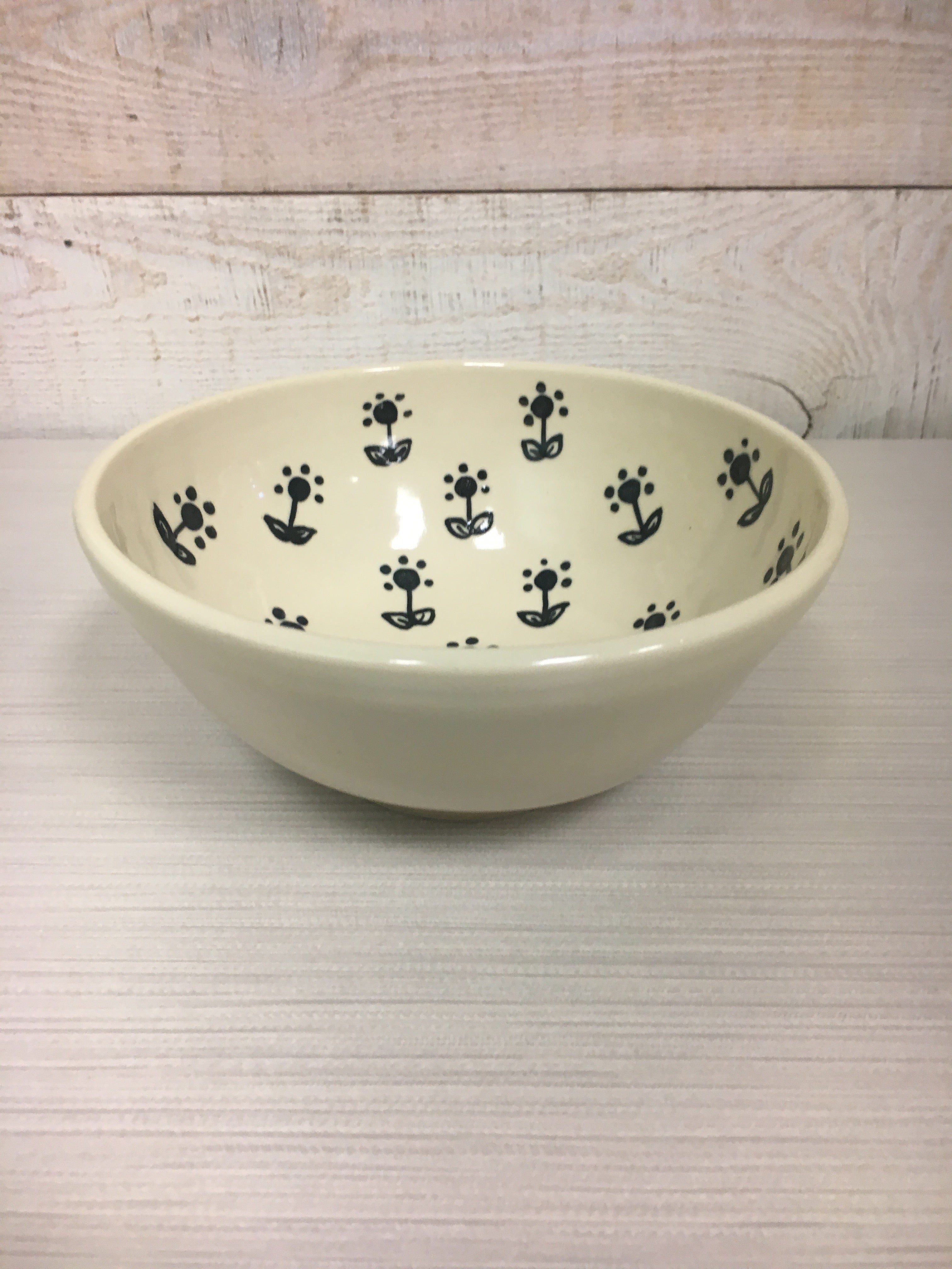 Handmade Ceramic Bowl with Black Flower Design – Brynne Payne Ceramics